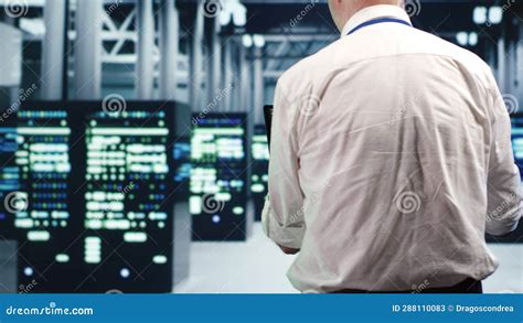 Repairman Running Code In Data Center Stock Video Video Of Software