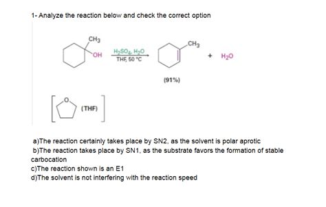 Solved Analyze The Reaction Below And Check The Correct Chegg Com