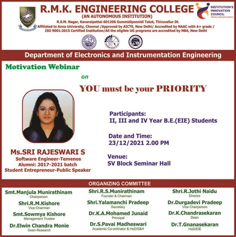 Eie Rmkec On Linkedin Rmkengineeringcollege Rmkiic Rmkec Rmkeie