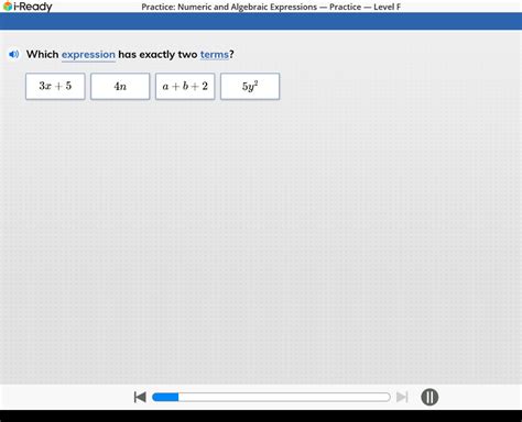 i ready practice numeric and algebraic expressions practice level f
