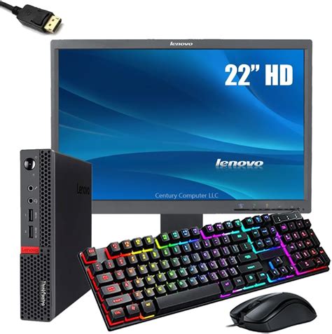 Amazon Com Lenovo Thinkcentre M Q Tiny Mini Pc Desktop Computer With Monitor Amd Pro A