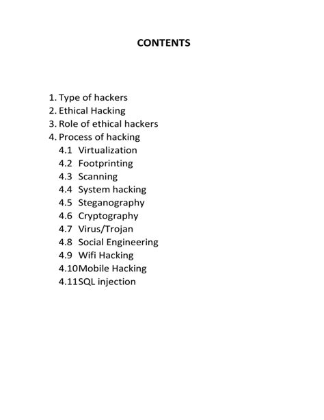 Ethical Hacking Outline Types Process And Security