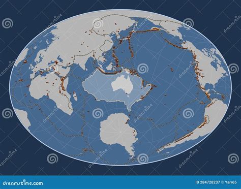Australian Tectonic Plate Contour Fahey Oblique Volcanoes And Stock Illustration