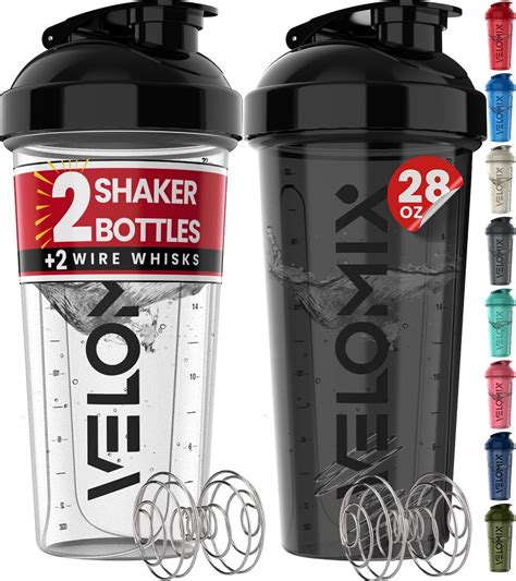 Velomix 2 Pack 28 Oz Protein Shaker Bottles For Protein Mixes 2x