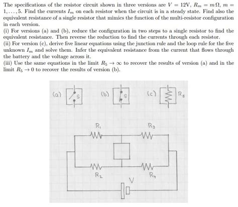 Solved The Specifications Of The Resistor Circuit Shown In