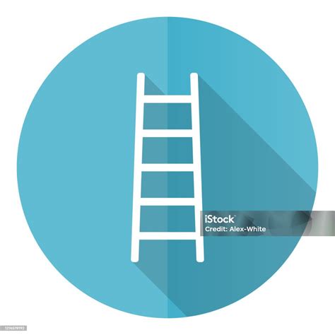 사다리 파란색 둥근 평면 디자인 벡터 아이콘 흰색 배경에 격리 단계 등반 도구 Eps 10의 레벨 그림 사다리에 대한 스톡 벡터 아트 및 기타 이미지 Istock