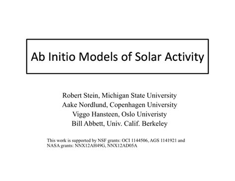Ppt Ab Initio Models Of Solar Activity Ab Initio Models Of Solar