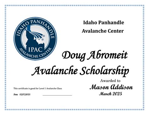 Idaho Panhandle Avalanche Center Avalanche Class Scholarships