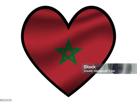 큰 아름다운 마음 안에 모로코 국기 원래 색상과 비율 벡터 일러스트레이션 모든 대륙과 테리토르세트의 세계 국가 흰색 배경에 격리 국가 관광명소에 대한 스톡 벡터 아트 및