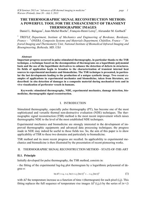 Pdf The Thermographic Signal Reconstruction Method A Powerful Tool For The Enhancement Of