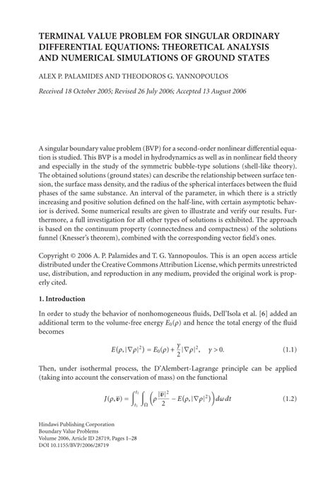 Pdf Terminal Value Problem For Singular Ordinary Differential Equations Theoretical Analysis