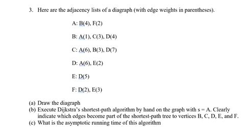 solved 3 here are the adjacency lists of a diagraph with