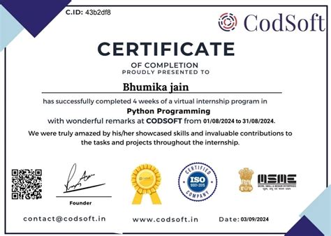 bhumika jain on linkedin codsoft cip