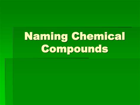 Chemical Names And Formulas