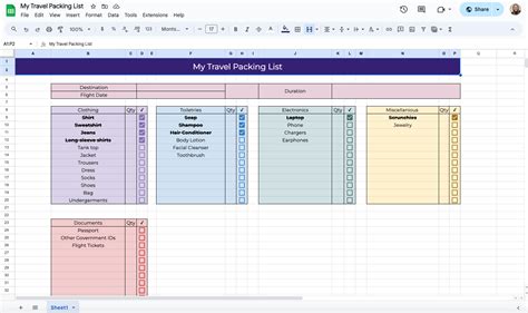 Free Travel Packing List Template For Google Sheets FileDrop