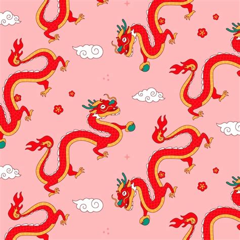 Premium Vector Hand Drawn Chinese Dragon Pattern