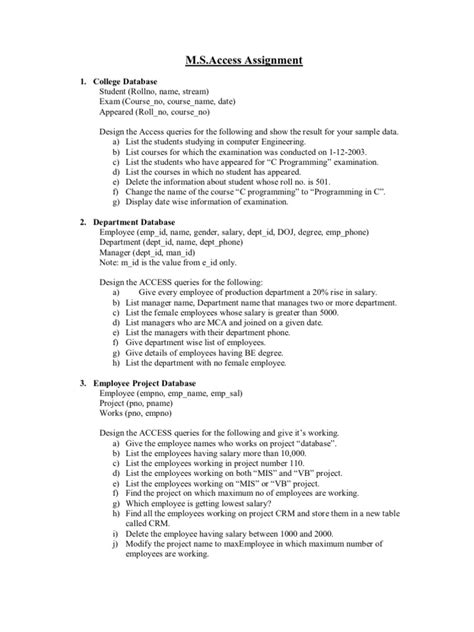 Access Assignment Pdf Data Management Business
