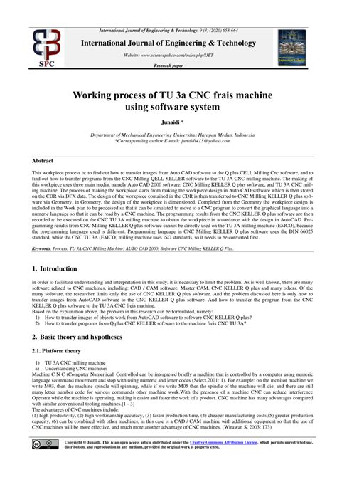 Pdf Working Process Of Tu 3a Cnc Frais Machine Using Software System
