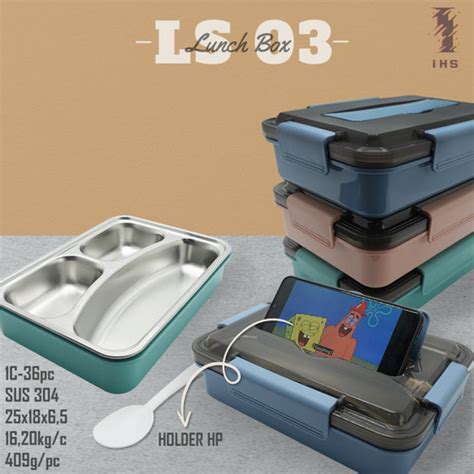 Jual Ls03 Lunchbox Stainless Set Kotak Makan Stainless Sus304 3sekat 1350ml Jakarta Utara