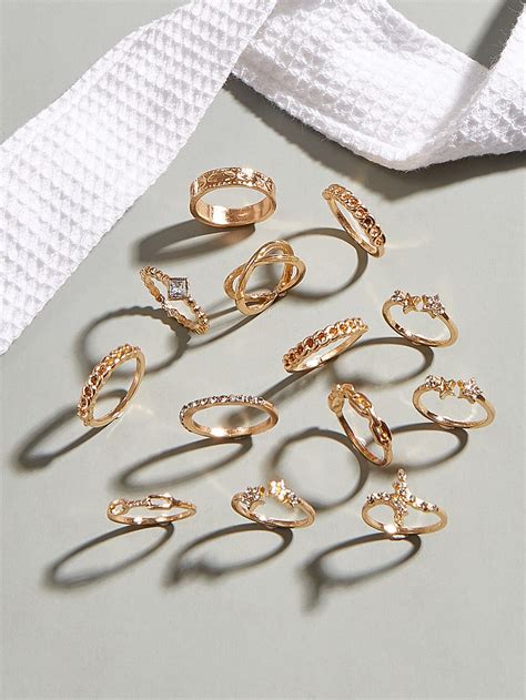 Rhinestone Assorted Ring Set 13pcs Hand Jewelry Rings Fashion Rings Hand Jewelry