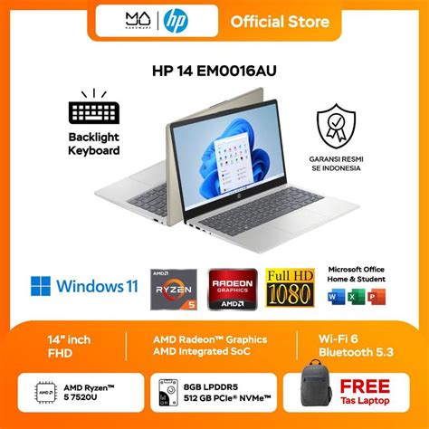 Laptop Hp Em Au Amd Ryzen U Gb Gb Golden