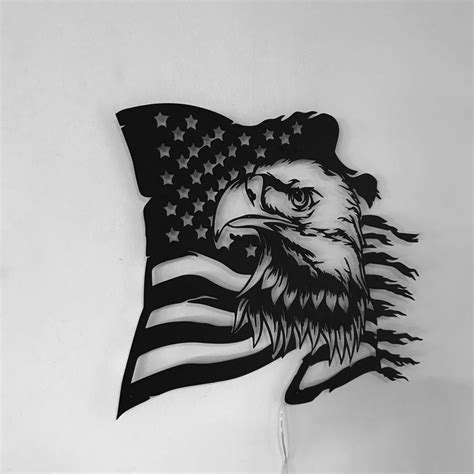 American Eagle Flag Metal Wall Decor Led Lighted Usa Flag Usa Eagle