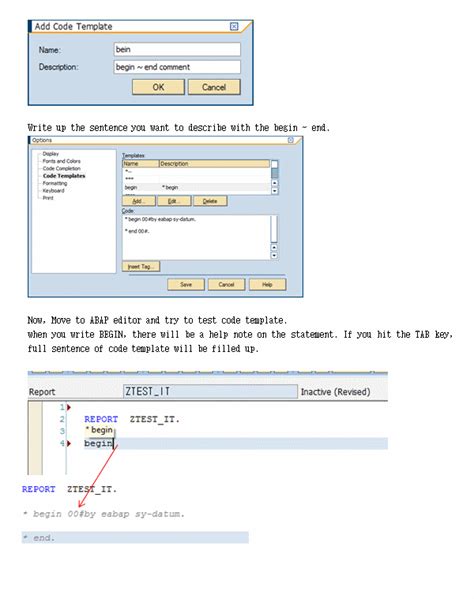 Abap Tip Note Abap Tip Code Template Features In New Abap Editor