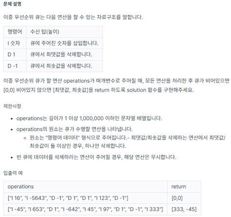 프로그래머스 이중우선순위큐