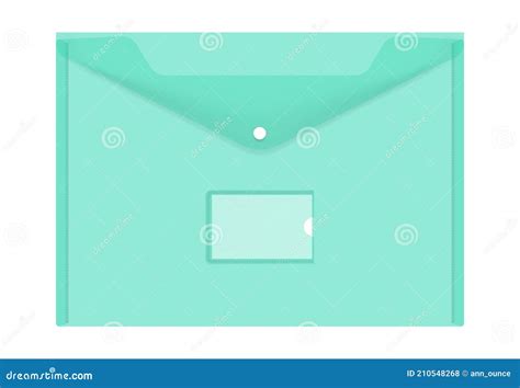 Clear Colored Plastic Envelope Folder With Snap Button And Label Pocket Realistic Vector