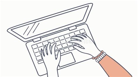 Hands Typing On Laptop Illustration Work And Digital Activity Vector
