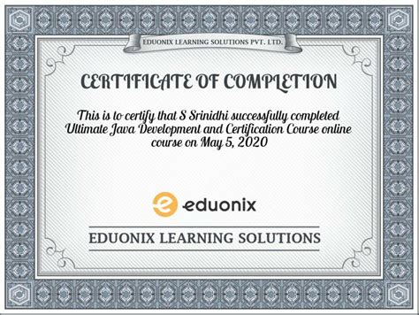 Srinidhi S On Linkedin Completed Eduonix Androiddevelopment Computerscience Beginner