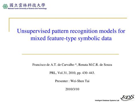 ppt unsupervised pattern recognition models for mixed feature type