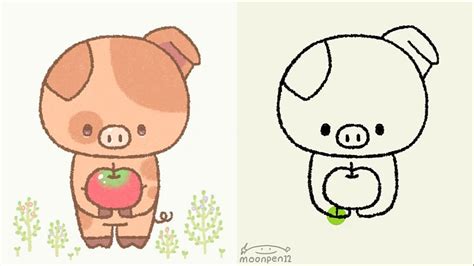 사과 들고 있는 아기돼지 그림 그리기 강좌 구간정지 네이버 Tv