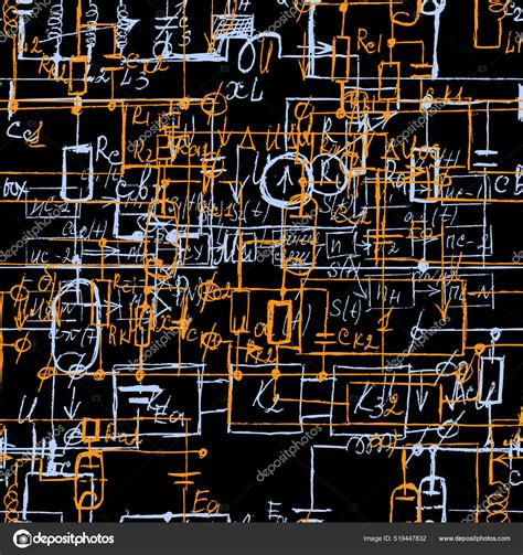 Scientific Seamless Color Background Handwritten Mathematical Physical Formulas Electronic