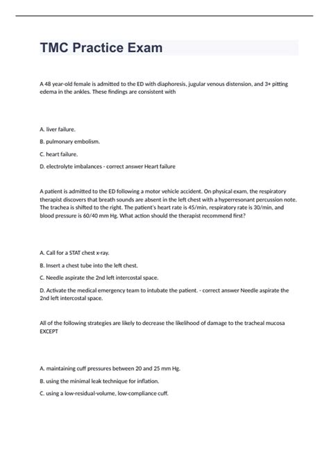 TMC Practice Exam Questions With Complete Solution TMC Stuvia US