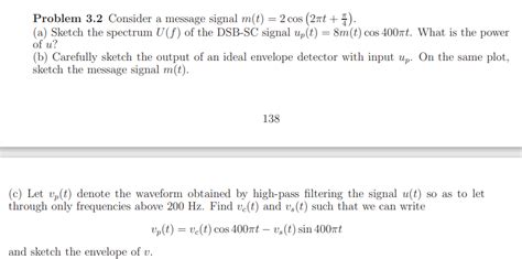 Solved Problem 3 2 Consider A Message Signal Chegg Com