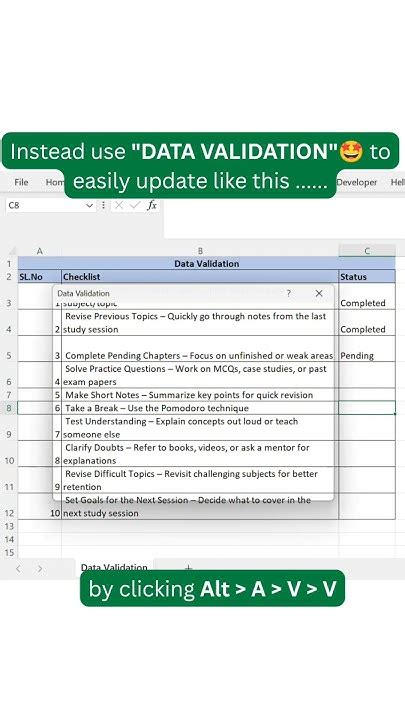 Data Validation Excelformulas Exceltips Excelshorts Dataanalysis