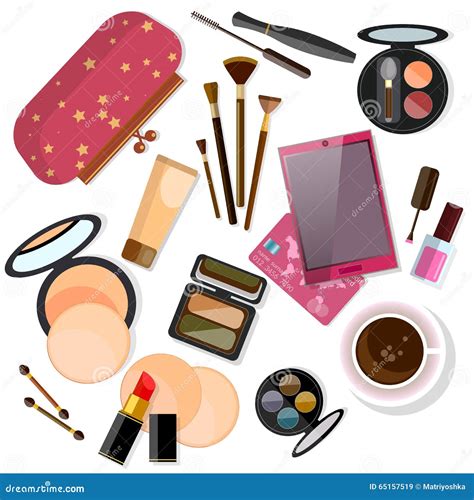 Make Up Products Isolated On White Stock Vector Illustration Of