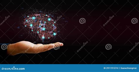 Ai S Brain Low Poly Wireframe Mesh Of Artificial Intelligence Polygonal Line Art In A Robot S