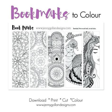 Colour Your Own Bookmarks Printable Template To Print For Adults Pdf
