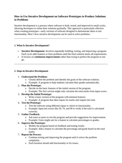 How To Use Iterative Development On Software Prototypes To Produce Solutions To Problems Pdf