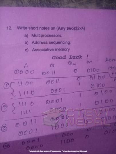 Computer Architecture 4th Semester Questions Papers Ctevt Diploma