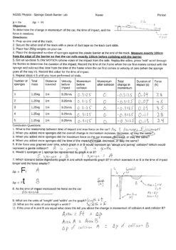 Physics Lab Sponge Crash Barrier Collisions Impulse Change In Momentum