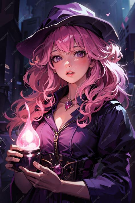 Premium Ai Image Cute Witch Girl In Anime Style