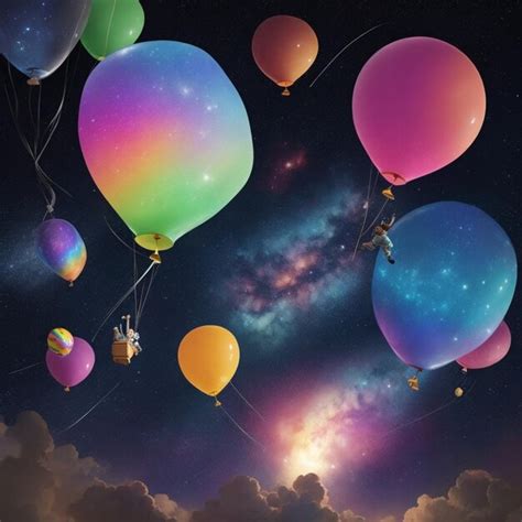Premium Photo Artists Rendering Of Balloons Escaping Into The Galaxy