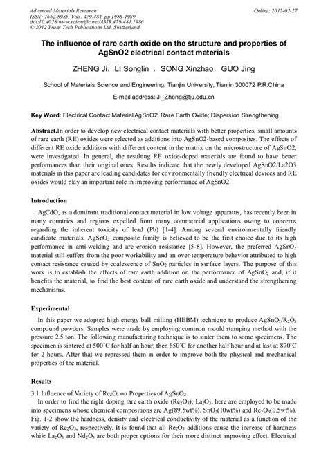 The Influence Of Rare Earth Oxide On The Structure And Properties Of