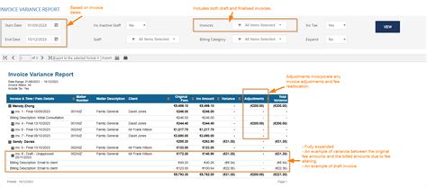 Invoice Variance Report
