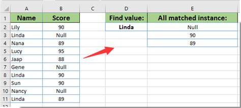 How To List All Matched Instances Of A Value In Excel