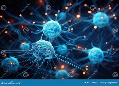 Electron Microscopy Of Brain Neural Network Illustration By Generative Ai Stock Illustration
