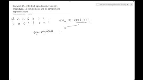Ece 230 Convert Negative Decimal Number To Sign Magnitude 1s Complement And 2s Complement